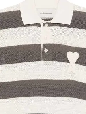 AMI Paris Short Sleeves Polo With De Coeur Patch - Multicolor