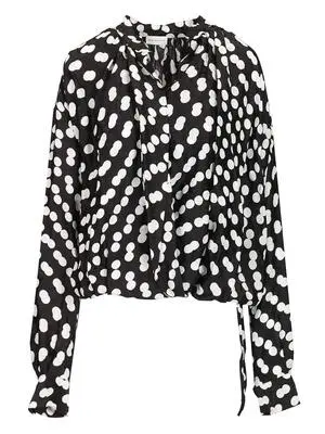 Dries Van Noten Polka Dot Jacquard Satin Blouse - Black