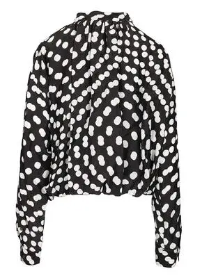 Dries Van Noten Polka Dot Jacquard Satin Blouse - Black