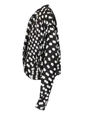 Dries Van Noten Polka Dot Jacquard Satin Blouse - Black