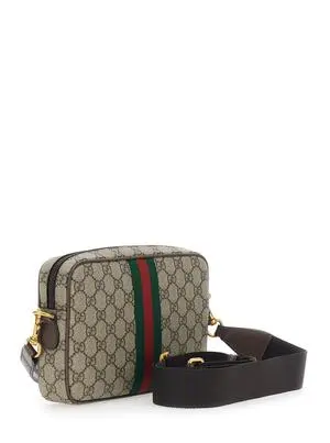 Gucci Beige Ophidia Shoulder Bag In Gg Canvas And Leather - Multicolor