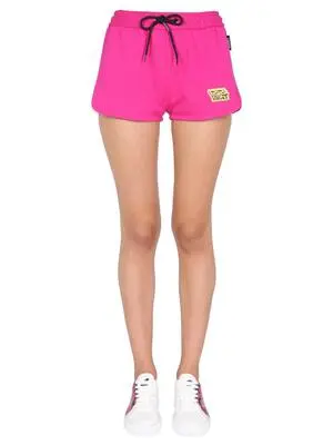 Versace Shorts With Greek Logo Patch - Pink