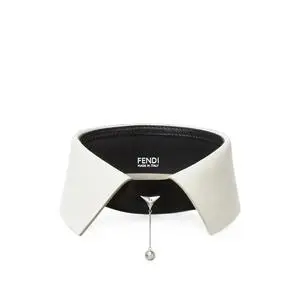 Fendi Leather Point Collar Necklace - White