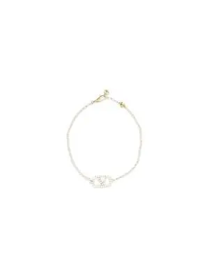 Valentino Garavani Vlogo Signature Bracelet In Metal And Swarovski Crystals - Gold