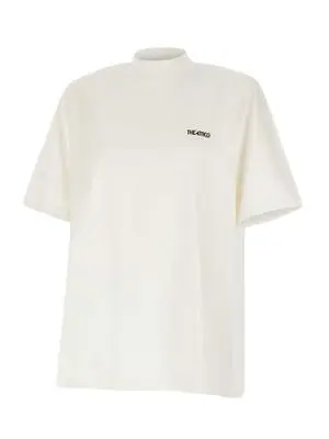 Attico High-neck T-shirt With Logo Print - White