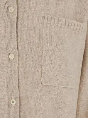Max Mara Bull' Beige Cardigan With Classic Collar And One Front Patch Pocket In Cashmere - Multicolor