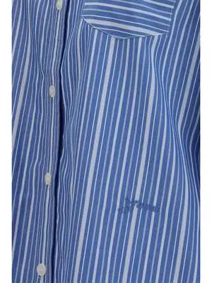 GANNI Striped Cotton Shirt - Blue