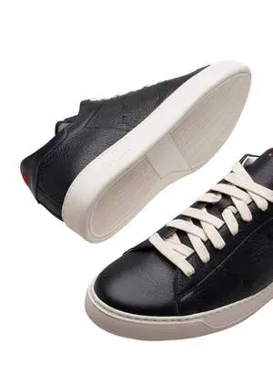 Kiton Leather Sneakers With Cross-stitch Detailing - Blue