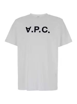 A.p.c. White Oversized T-shirt With Logo Print On The Front In Cotton - Multicolor