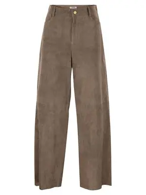 Max Mara Wide-leg Lambskin Trousers - Brown