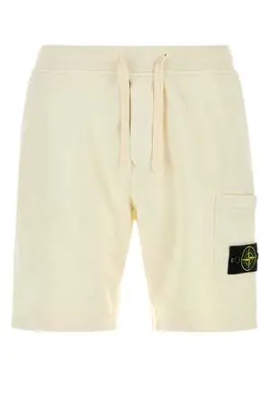 Stone Island Ivory Cotton Bermuda Shorts - White