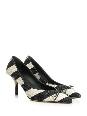 Jacquemus Striped Faux Raffia Décolleté Pumps - White