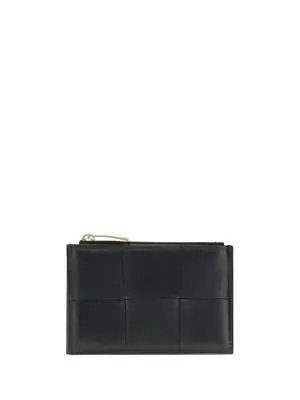 Bottega Veneta Lambskin Card Holder - Black