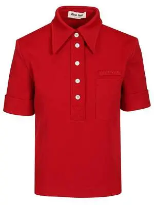 Miu Miu Technical Jersey Polo Shirt - Red