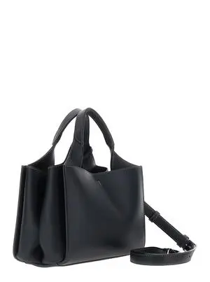 TOD'S Black Handbag With Adjustable And Removable Shoulder Strap And T Plate On The Front In Leather For - Multicolor