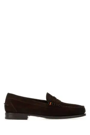 Santoni Dark Suede Quentin Loafers - Brown