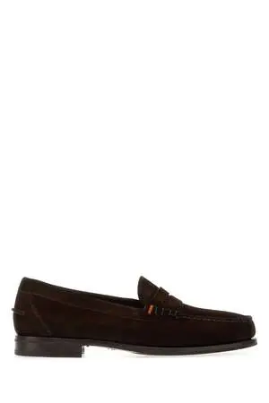Santoni Dark Suede Quentin Loafers - Brown