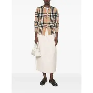 Burberry Check Cashmere Cardigan - Cream