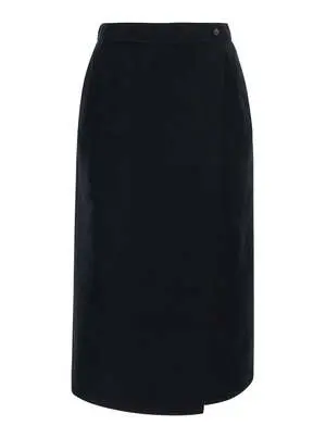 Bottega Veneta Black High-waisted Skirt With Single Front Slit In Cotton For - Multicolor