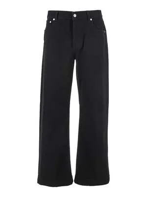 Alexander McQueen Black Jeans With Belt Loops And Logo Patch On The Rear In Denim - Multicolor