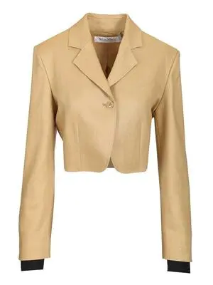Max Mara Linen Diagonal Crop Jacket - Cream