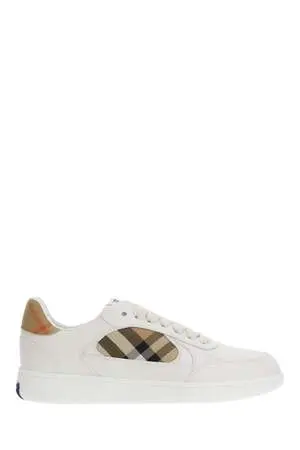 Burberry Checked Paneled Lace Up Sneakers - Multicolor