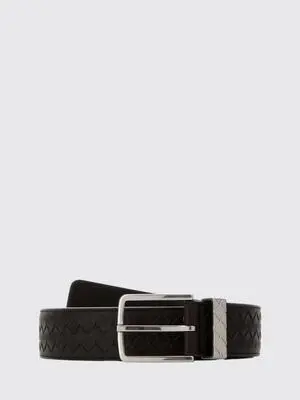 Bottega Veneta Woven Calfskin Leather Belt With Pin Buckle - Silver