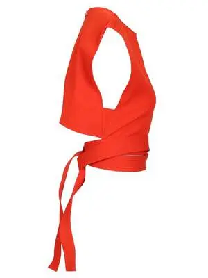 Alaïa Cropped Top In Cotton Gabardine With Band - Red