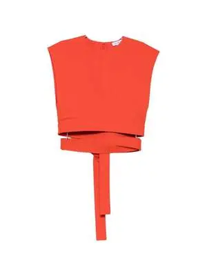 Alaïa Cropped Top In Cotton Gabardine With Band - Red