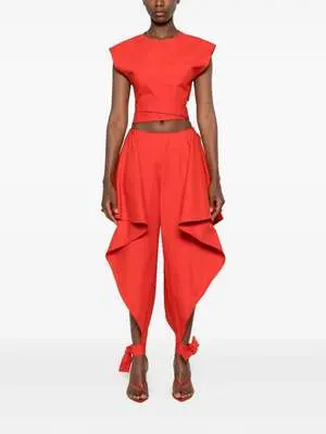 Alaïa Cropped Top In Cotton Gabardine With Band - Red