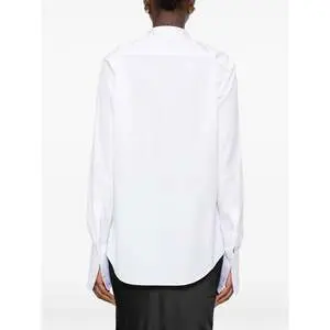 Fendi Cotton Bib Front Band Collar Shirt - White