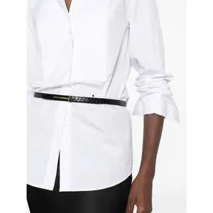 Fendi Cotton Bib Front Band Collar Shirt - White