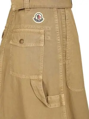 Moncler Cotton Midi Skirt With Belt - Cream