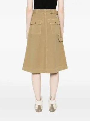Moncler Cotton Midi Skirt With Belt - Cream