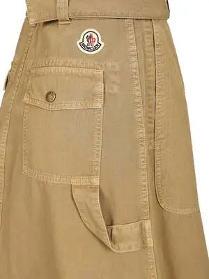 Moncler Cotton Midi Skirt With Belt - Cream