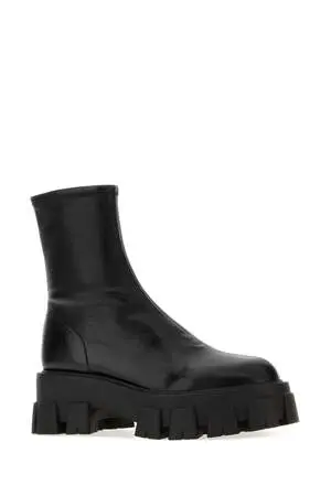 Prada Nappa Leather Monolith Ankle Boots