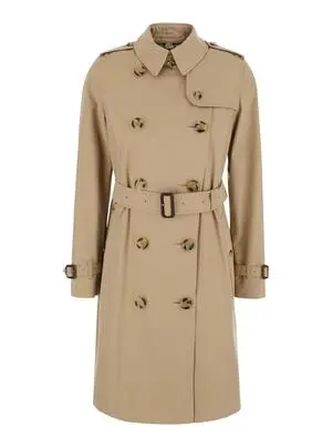 Burberry Kensington Double-breasted Cotton Trench Coat - Multicolor