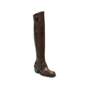 Dries Van Noten Calf Leather Square Toe Boots - Brown