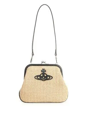 VIVIENNE WESTWOOD Woven Clutch With Shoulder Strap - Cream