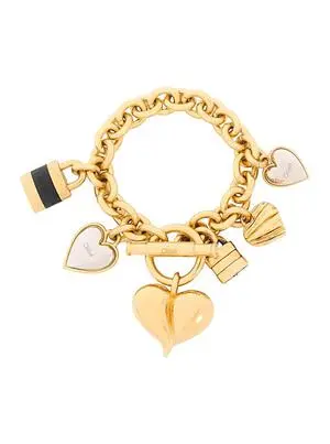 Chloé Bronze Padlock And Heart Pendant Link Bracelet - Multicolor