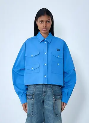 Miu Miu Cropped Cotton Poplin Utility Shirt