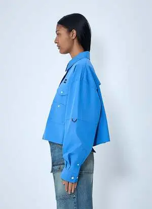 Miu Miu Cropped Cotton Poplin Utility Shirt