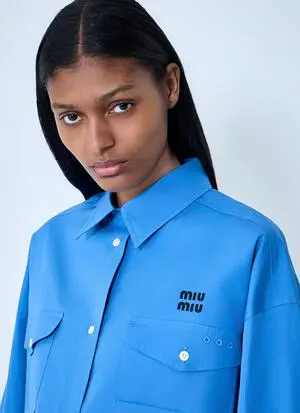 Miu Miu Cropped Cotton Poplin Utility Shirt