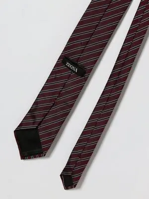 Zegna Striped Silk Neck Ties - Red