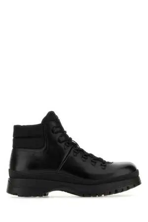 Prada Re-nylon And Leather Brixxen Ankle Boots - Black