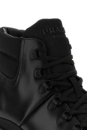 Prada Re-nylon And Leather Brixxen Ankle Boots