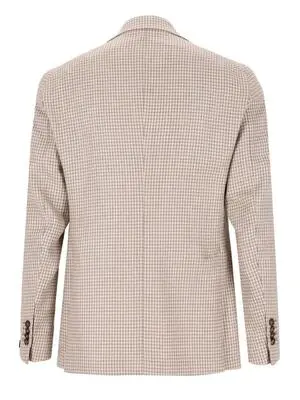 Tagliatore Houndstooth Blazer In Wool And Silk - Cream