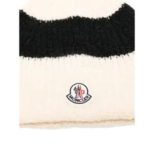 Moncler Striped Beanie - Cream