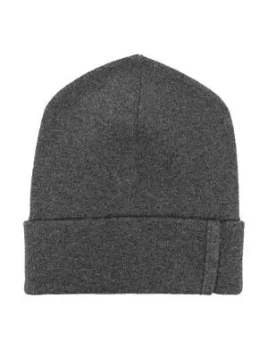 Brunello Cucinelli Ribbed Cashmere Knit Beanie With Monili Detail - Gray