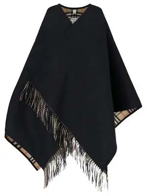 Burberry Reversible Check Wool Cape - Black